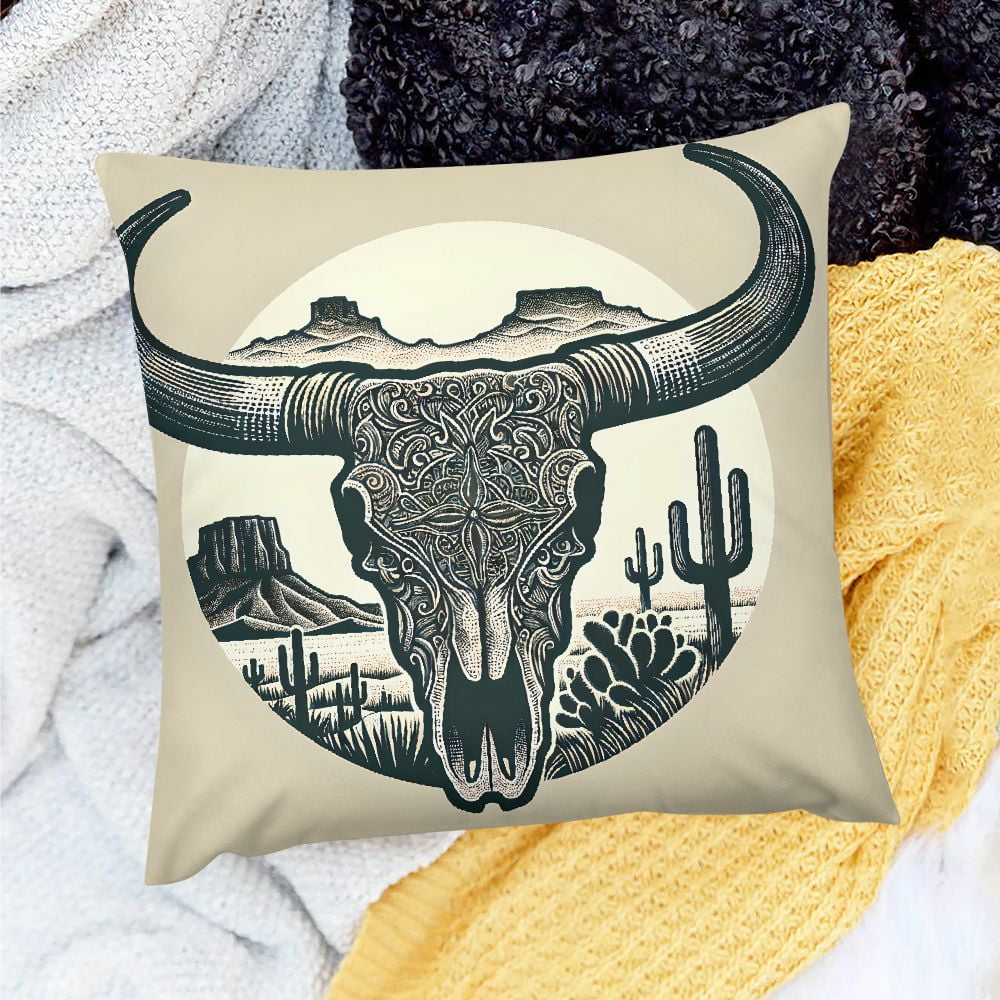 FCXZI Farmhouse Decor Desert Landscape Longhorn Skull Cacti Indoor Home ...
