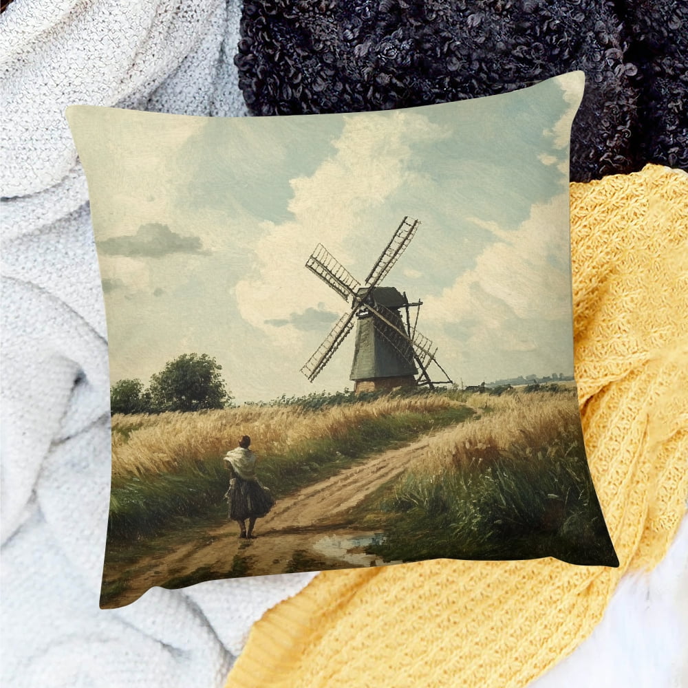 FCXZI Farmhouse Decor Windmill Field Person Home Sofa Couch Throw ...