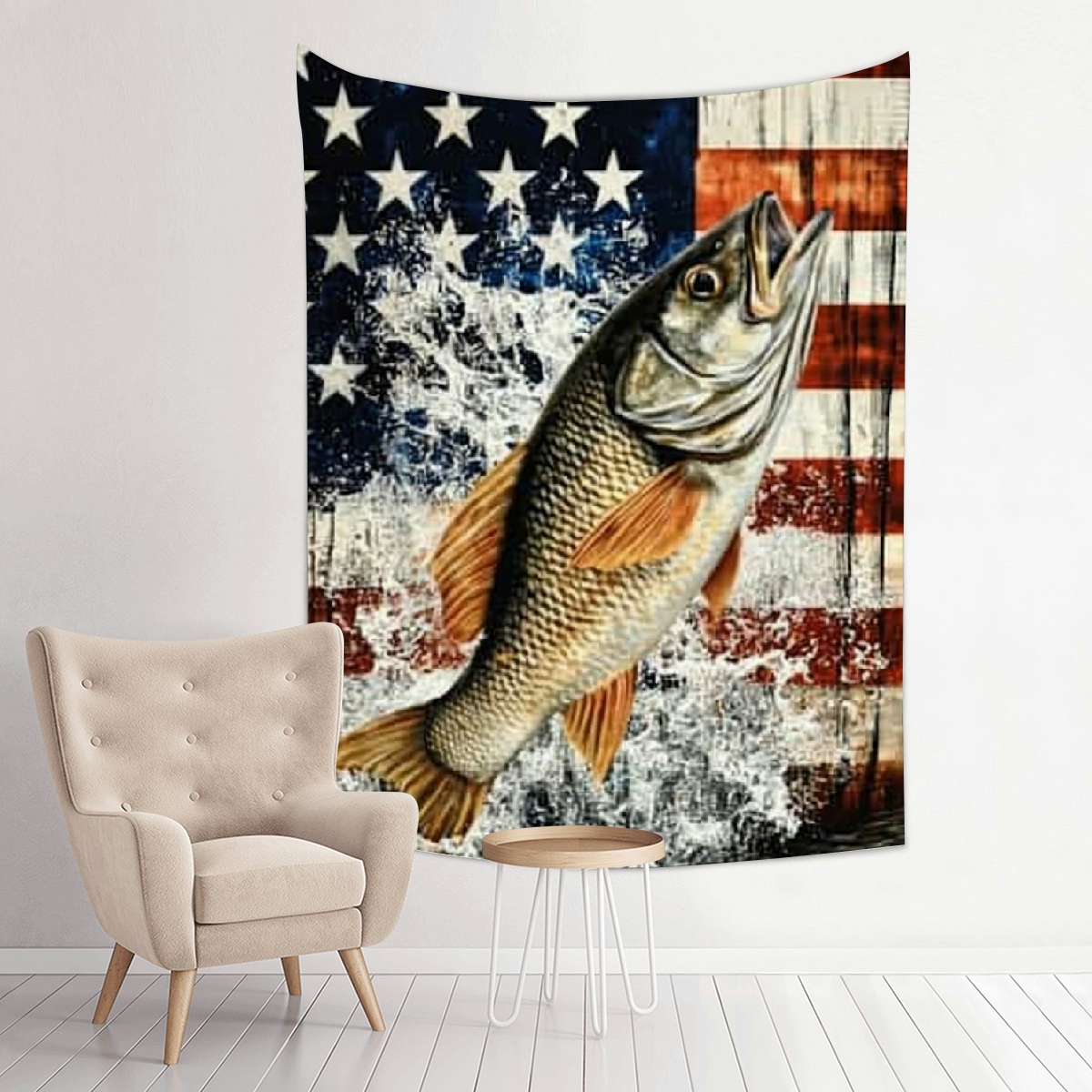 FCXZI Fish American Flag Water Splashing Tapestry Wall Hanging 30*40in ...