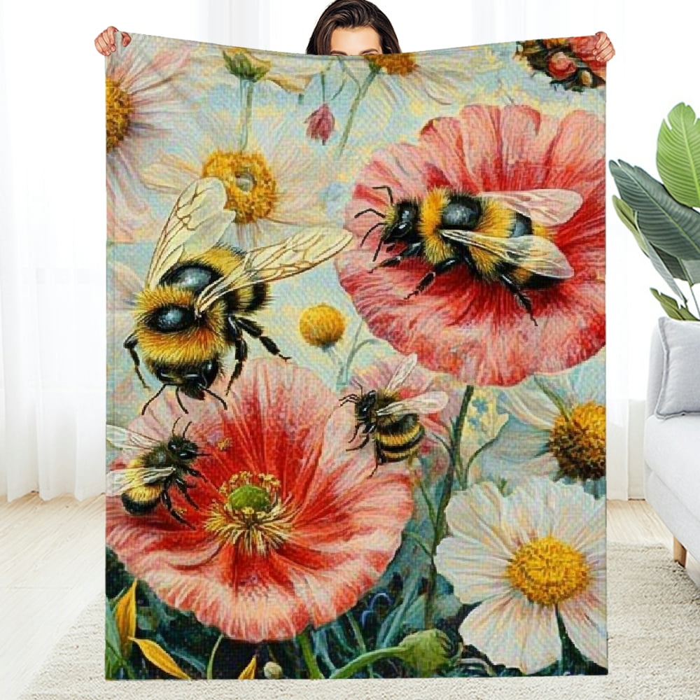 FCXZI Flowers Bees Painting Cozy Flannel Blanket for All Seasons 30*40in - Walmart.com