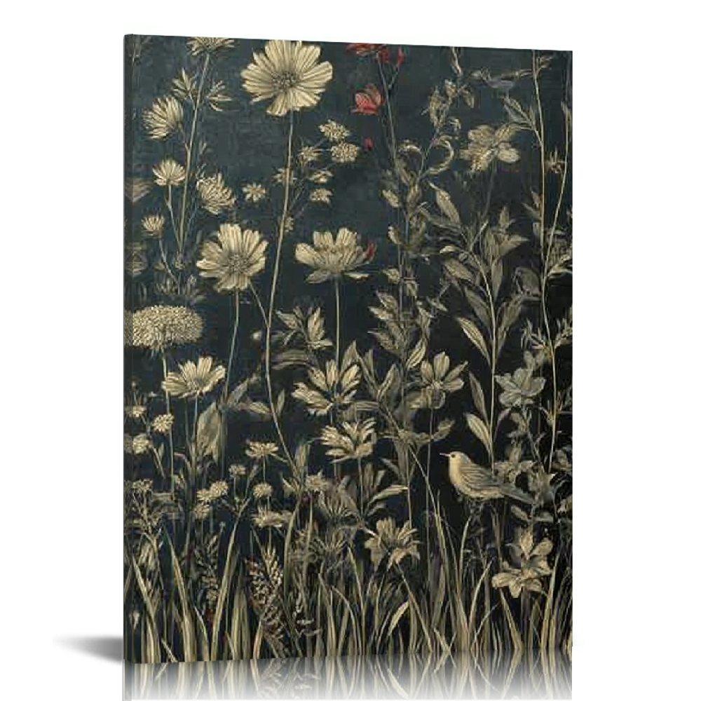 FCXZI Flowers Bird Grass Wall Decor Canvas Print for Home Office ...