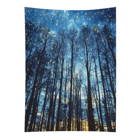 FCXZI Forest Fireflies Tapestry in Green Fields, Polyester Printed Wall ...