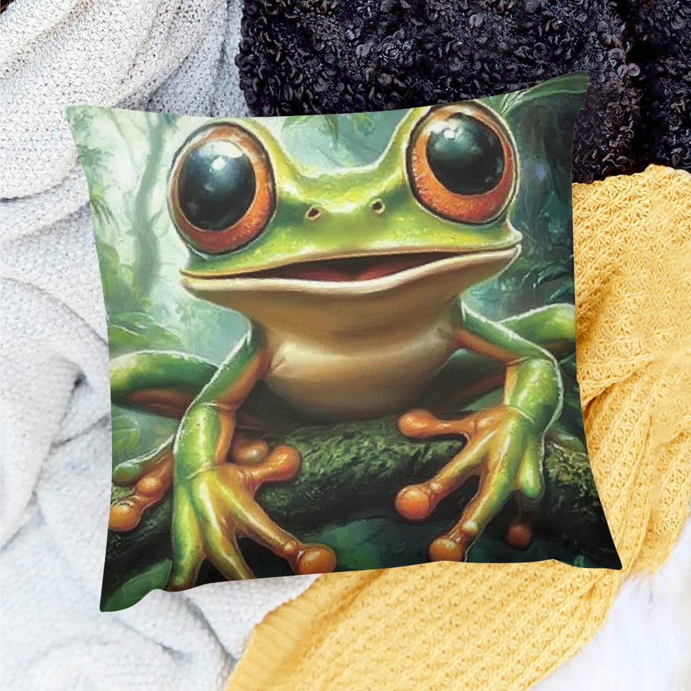 FCXZI Frog Big Eyes Jungle Pillow Cushion Case for Home Sofa Decor ...