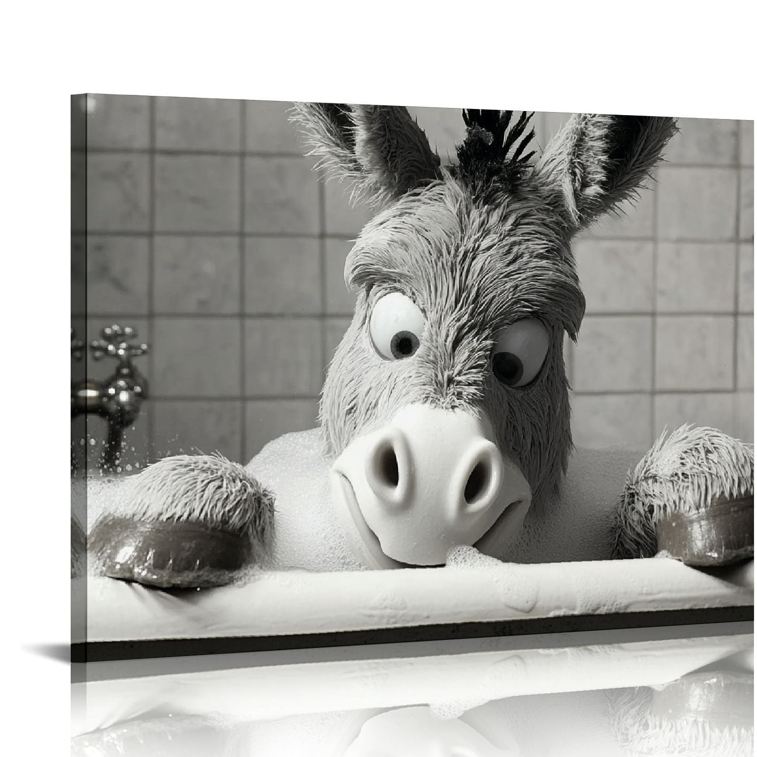 FCXZI Funny Animal Bathroom Canvas Wall Art Black and White Animal ...