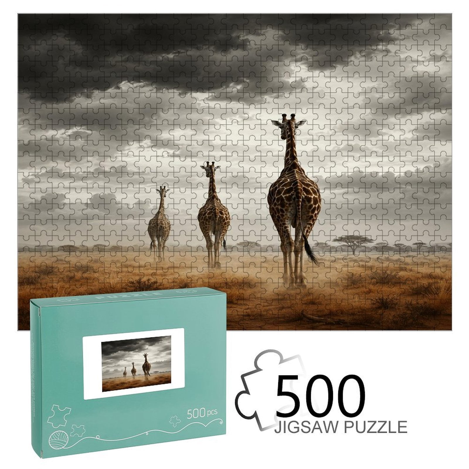FCXZI Giraffes Walking On Savannah, Interest Wooden Jigsaw Puzzle, HD ...