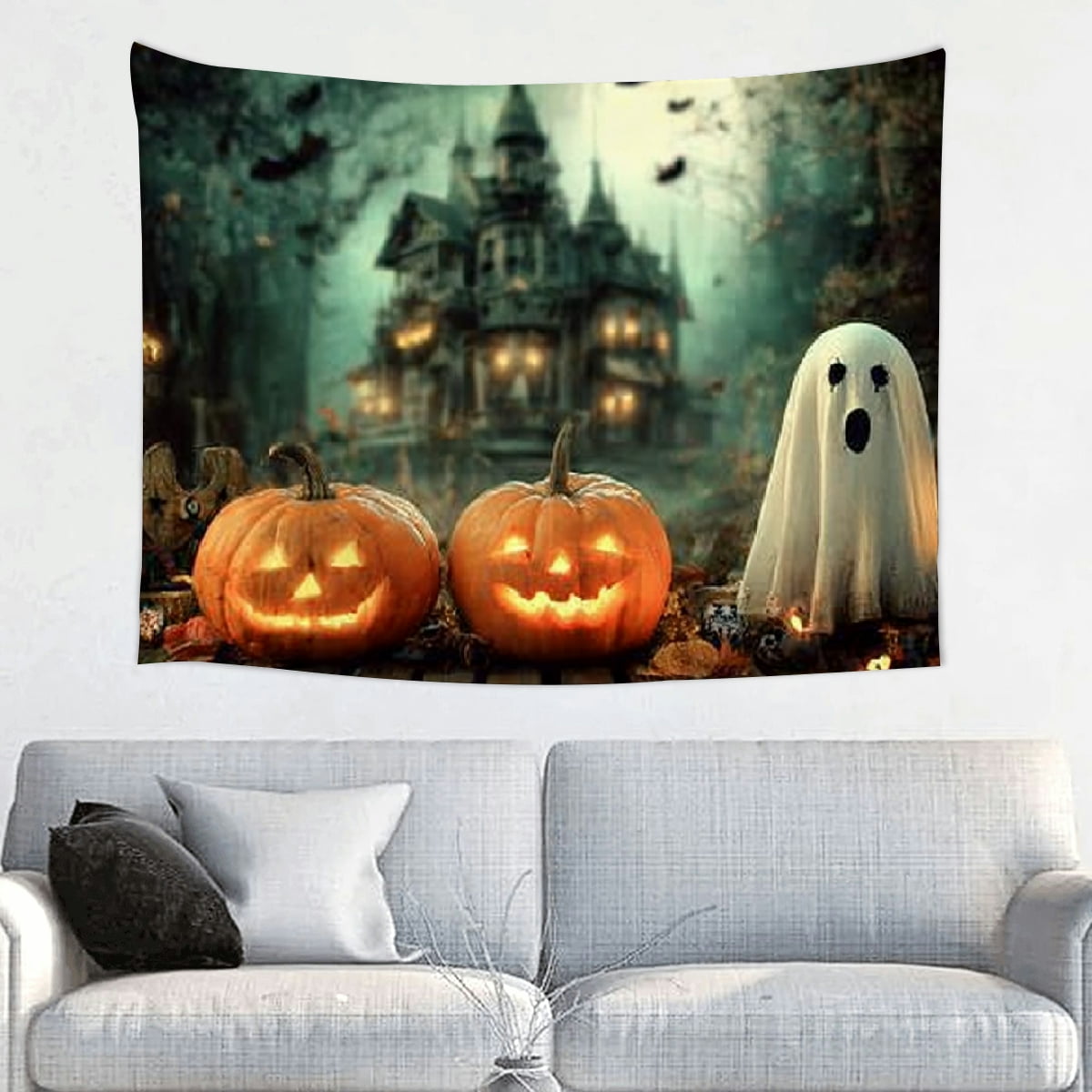 FCXZI Halloween Backdrop Scary Castle Haunted House Graveyard Wall ...