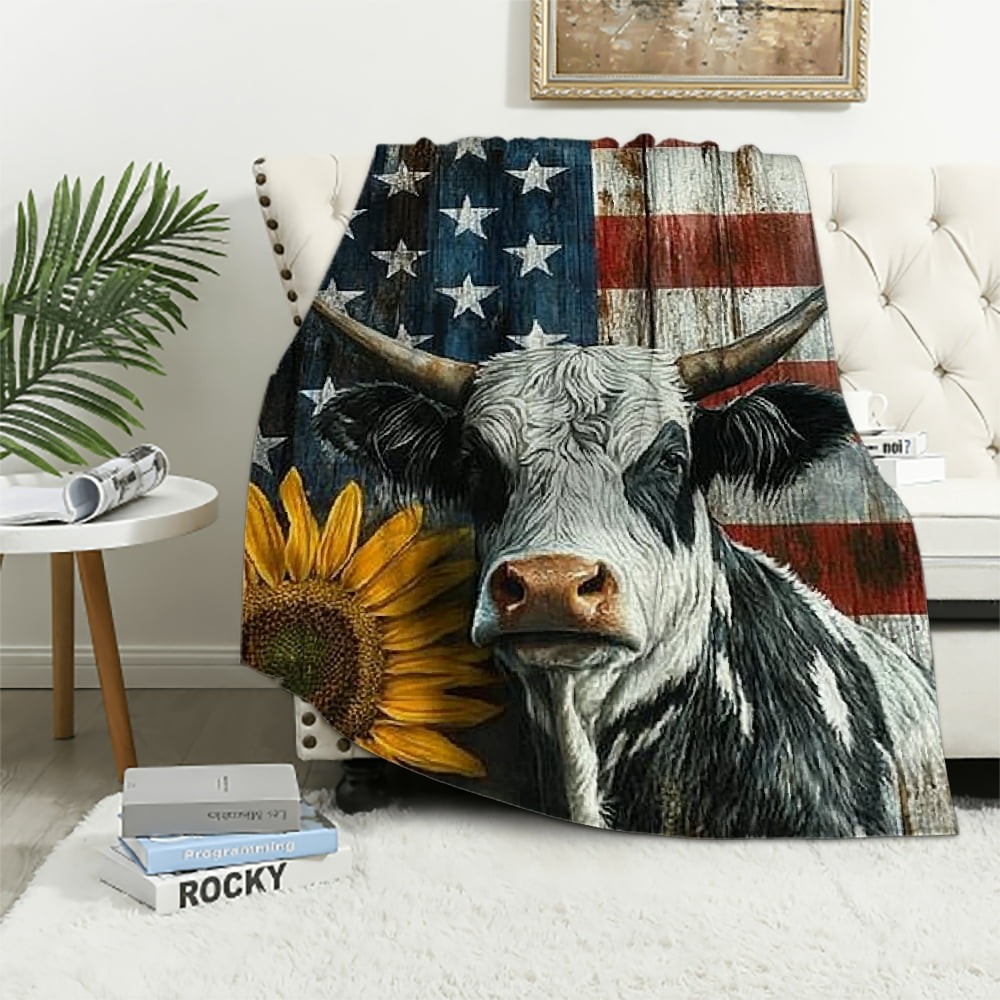 FCXZI Highland Cattle Throw Blanket Sunflower Highland Cow Sherpa for ...