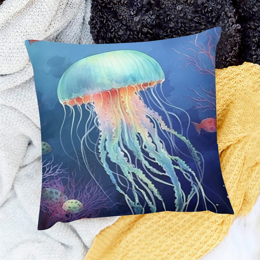 FCXZI Home Decor Throw Pillows Cover Jellyfish Marine Life Ocean Theme ...