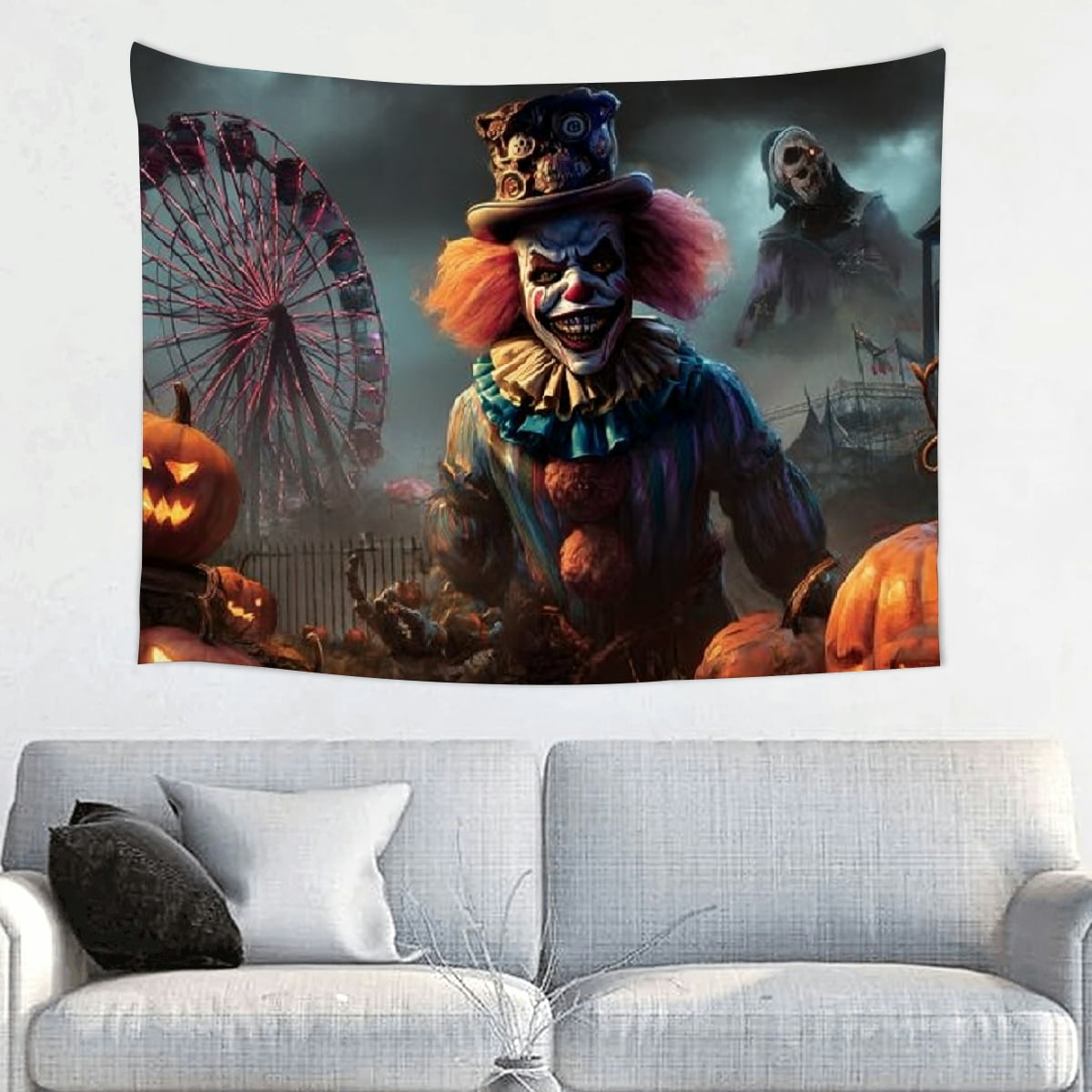 FCXZI Horror Circus Halloween Circus Banner, Evil Scary Clown Backdrop ...