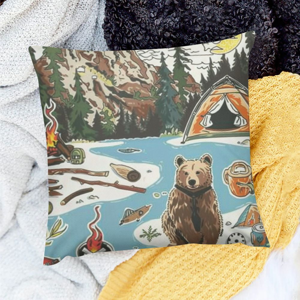 FCXZI Kids Camping Adventure Square Cushion Covers Set of Cartoon ...