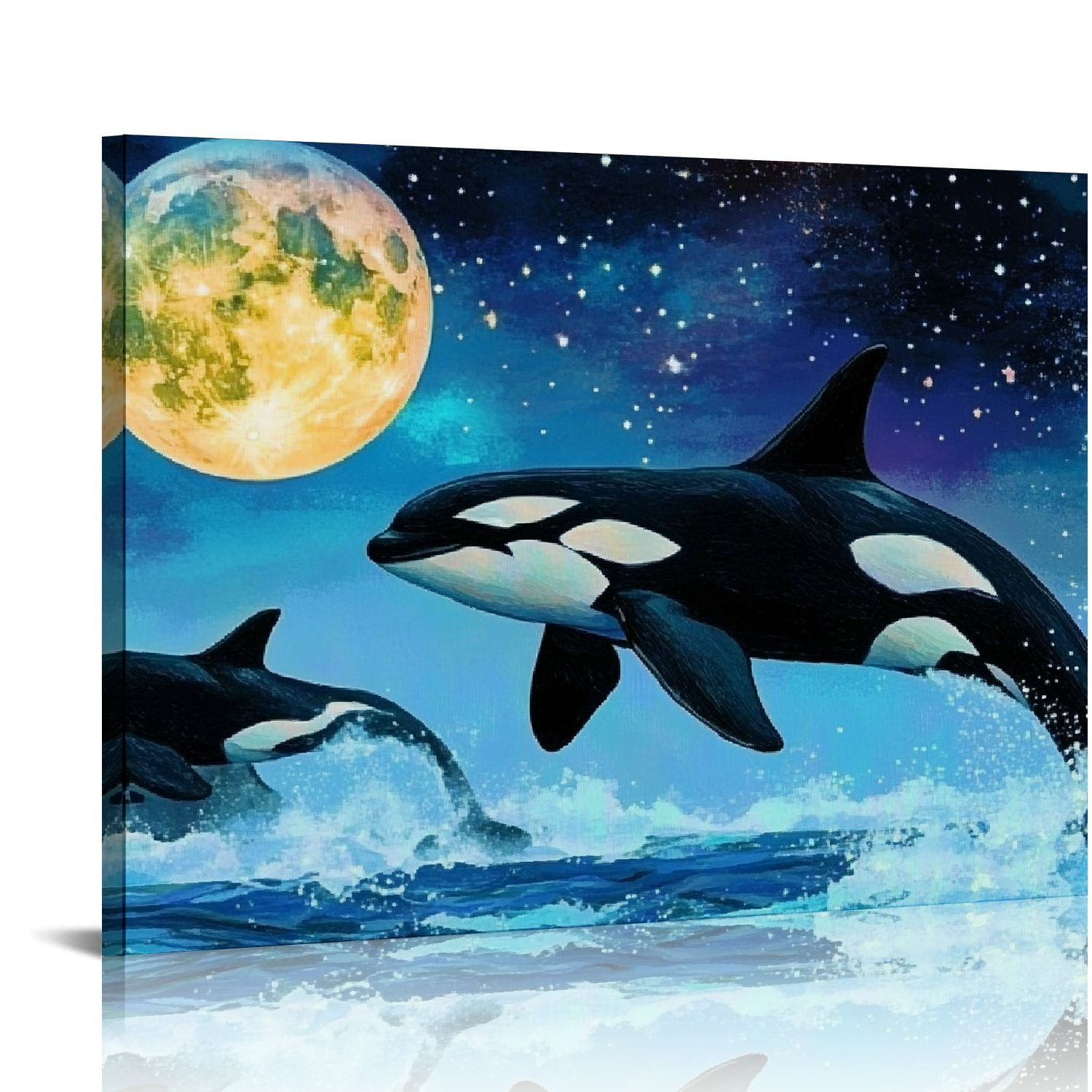 FCXZI Killer Whale Wall Art Watercolor Painting Abstract Animal Wall ...