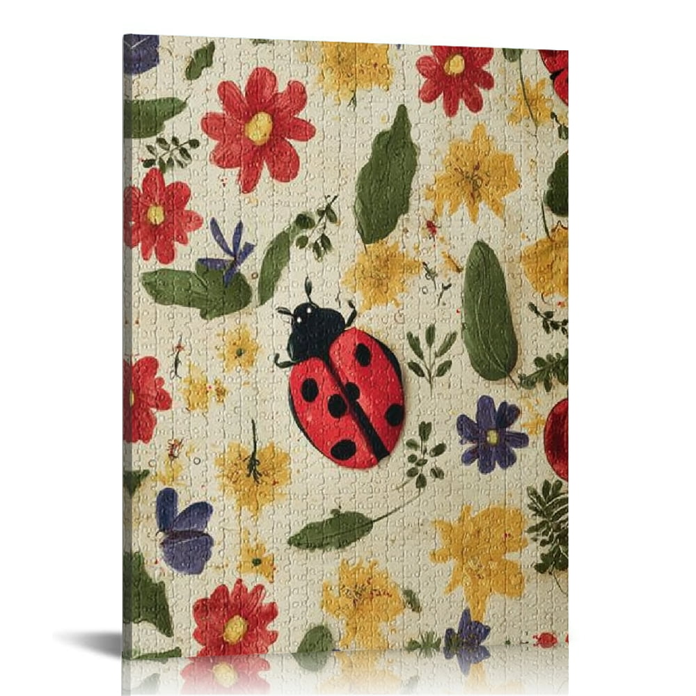 FCXZI Ladybug Flowers Canvas Wall Decor for Home Office Bathroom ...