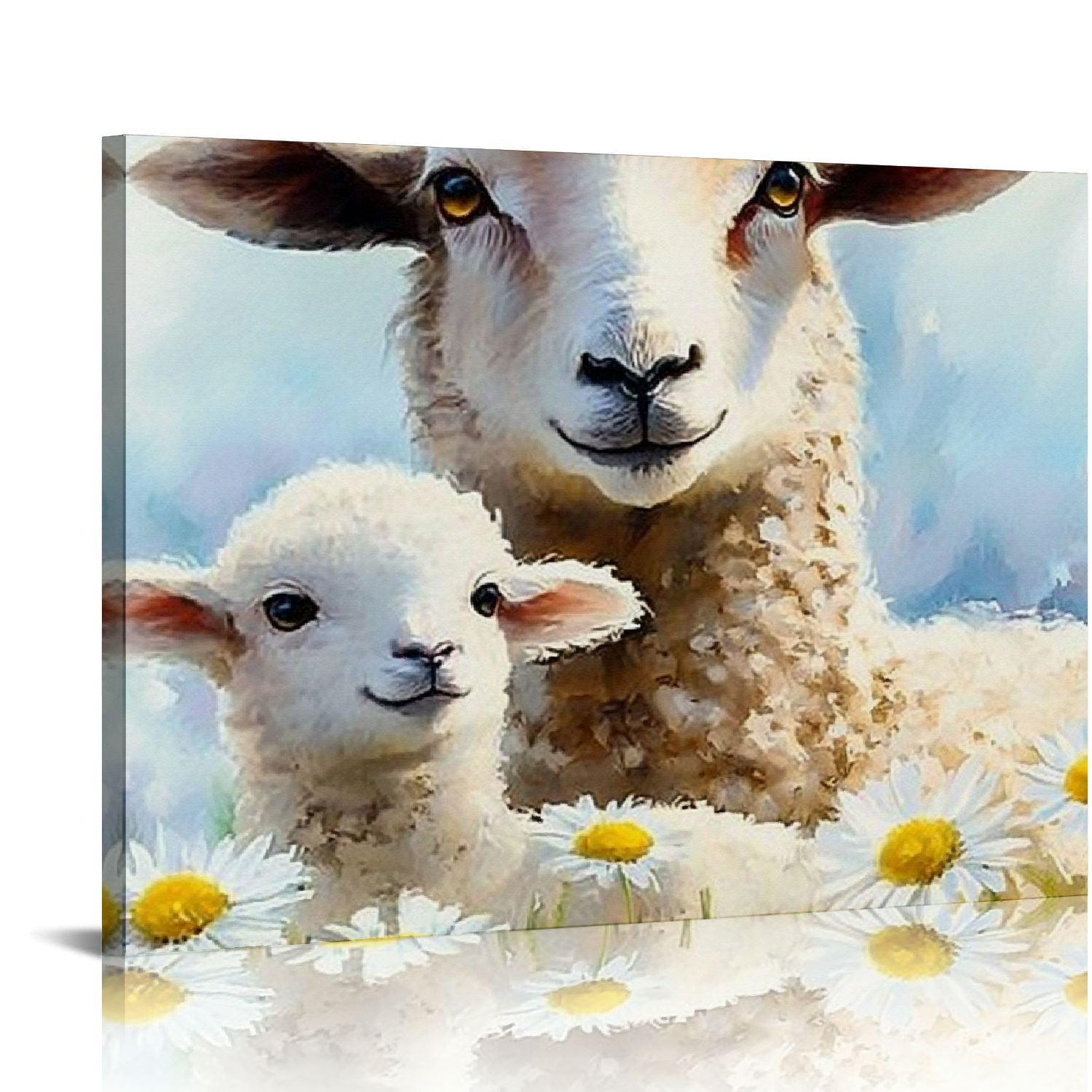 FCXZI Lamb Canvas Prints Farm Animal Wall Art Botanical Daisy Animal ...