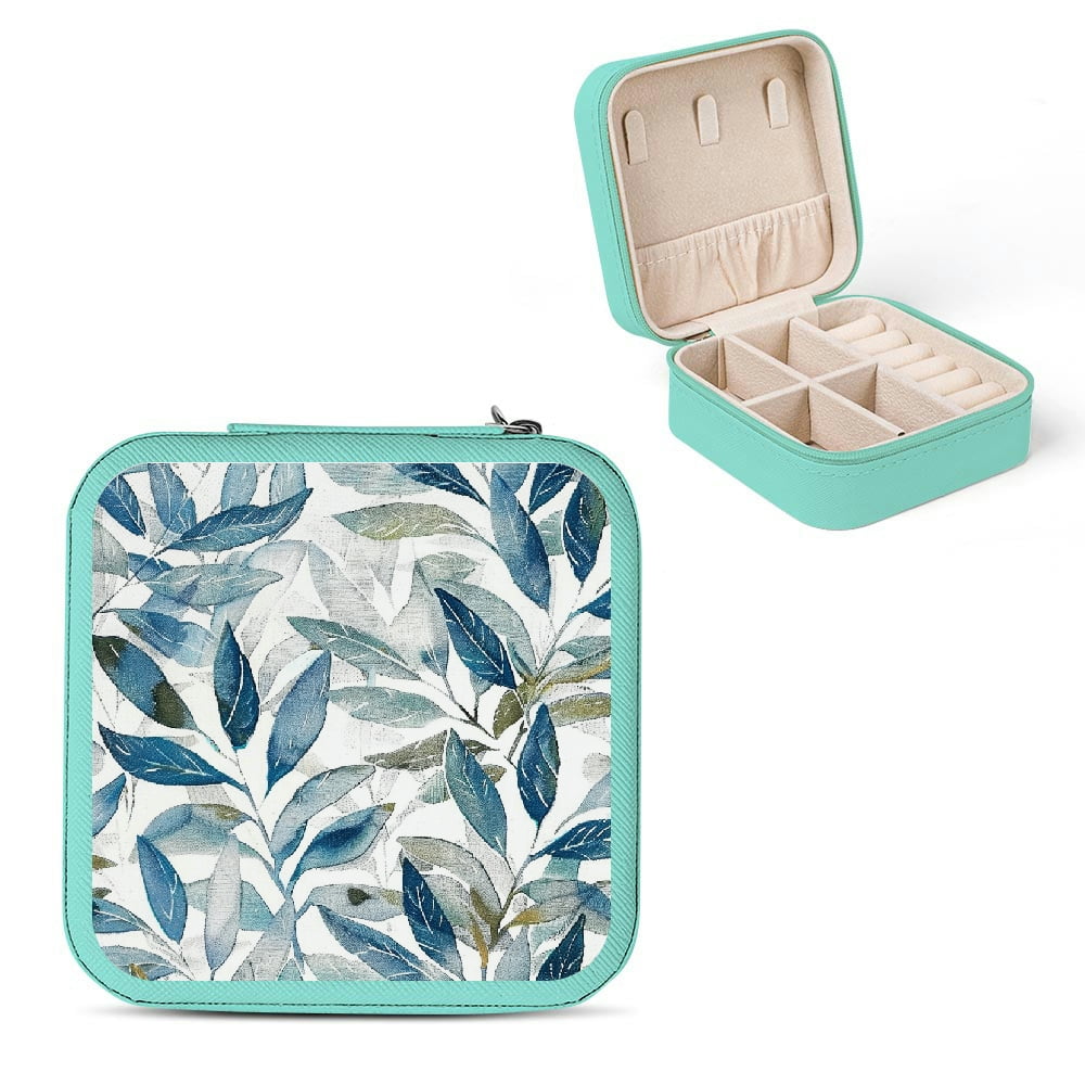 FCXZI Leaf Pattern Jewelry Box Compact Travel Organizer for Necklaces ...