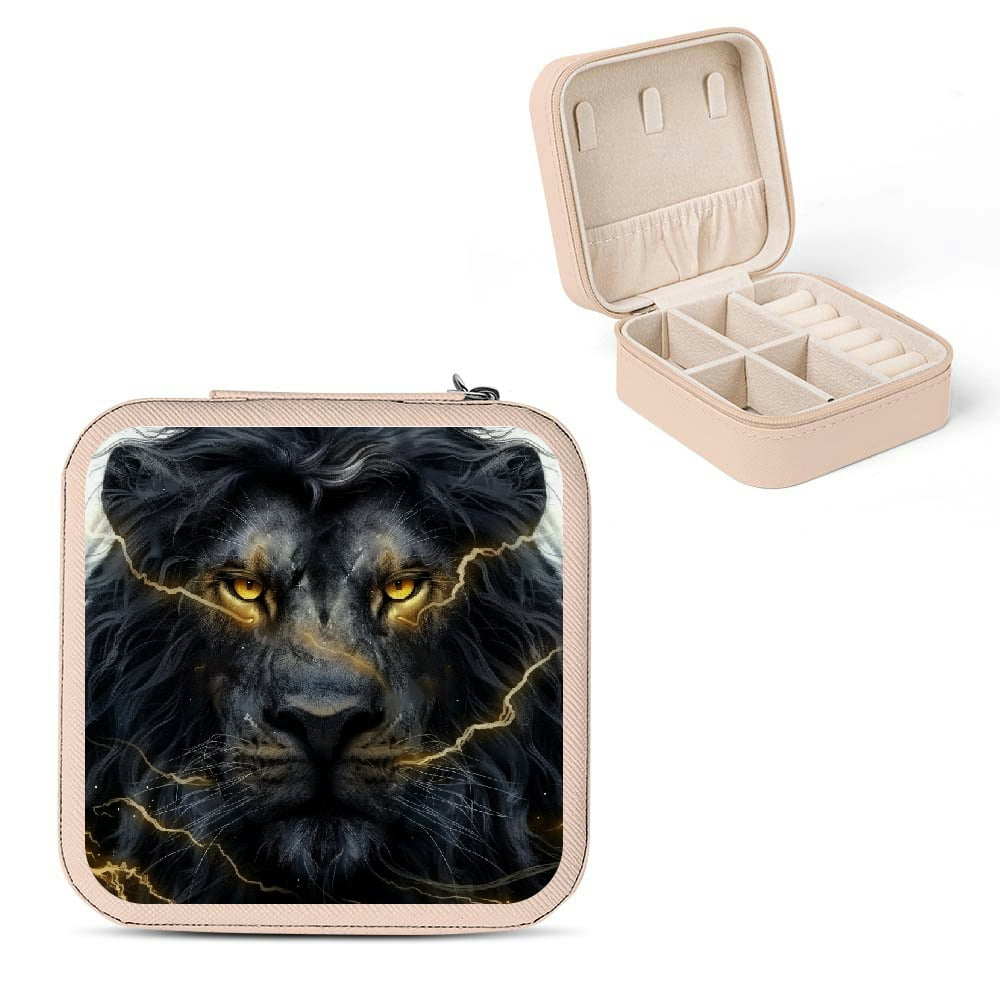 FCXZI Lion Fantasy Art Small Jewelry Box Compact Travel Organizer Pink ...