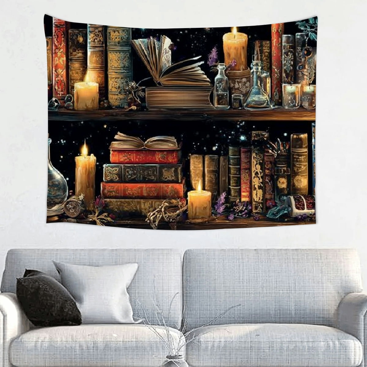 FCXZI Magic Bookshelf Tapestry Magical Witchy Potion Dark Hippie ...