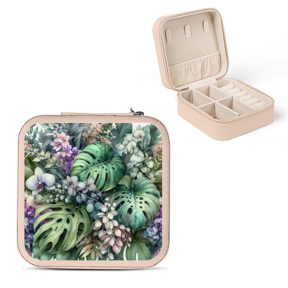 FCXZI Monstera Plant, Orchids, Tropical Foliage Jewelry Box for ...