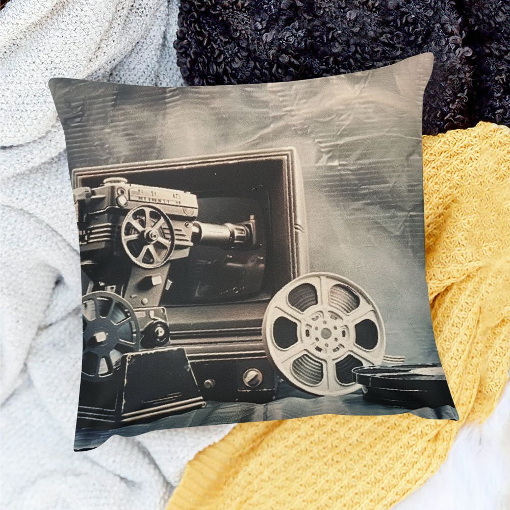 FCXZI Movie Projector Film Reel Square Cushion Cover for Home Sofa ...