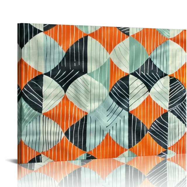 FCXZI Orange Blue Geometric Shapes Art Modern Canvas Prints Wall Art ...