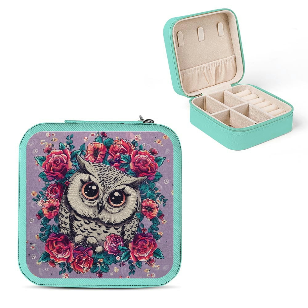 FCXZI Owl Roses Cute Jewelry Box for Necklaces, Rings, Earrings ...