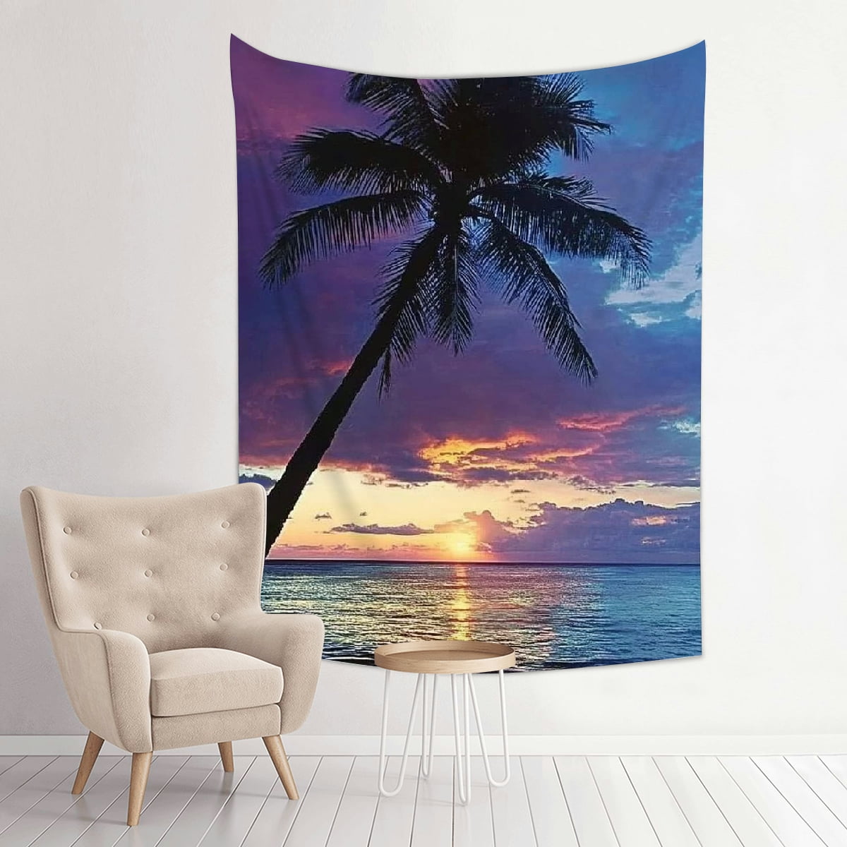 FCXZI Palm Tree Sunset Ocean Tapestry Wall Hanging 100% Polyester Art ...