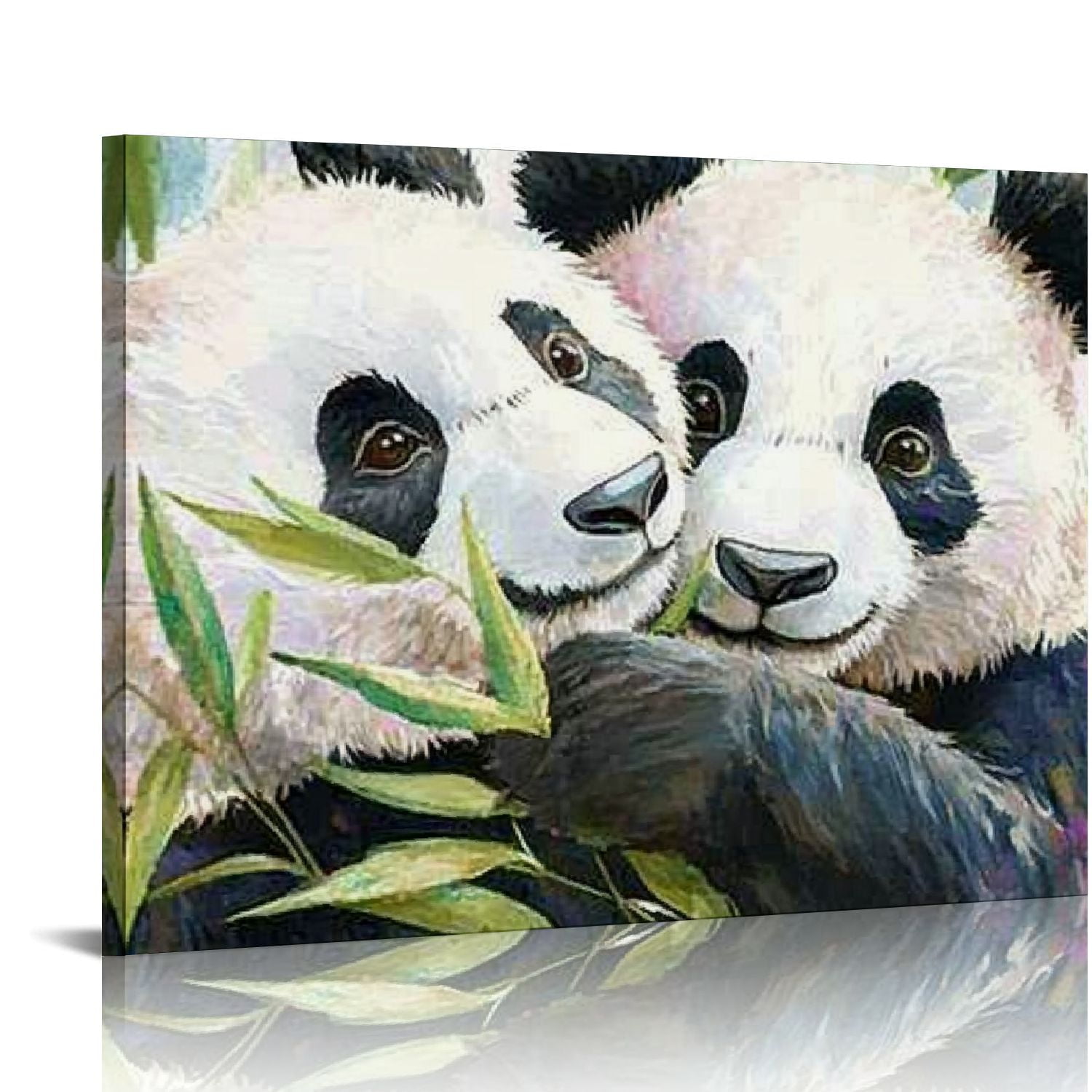 FCXZI Panda Canvas Print Wall Art Colorful Paintings Cute Mom Panda Hug ...