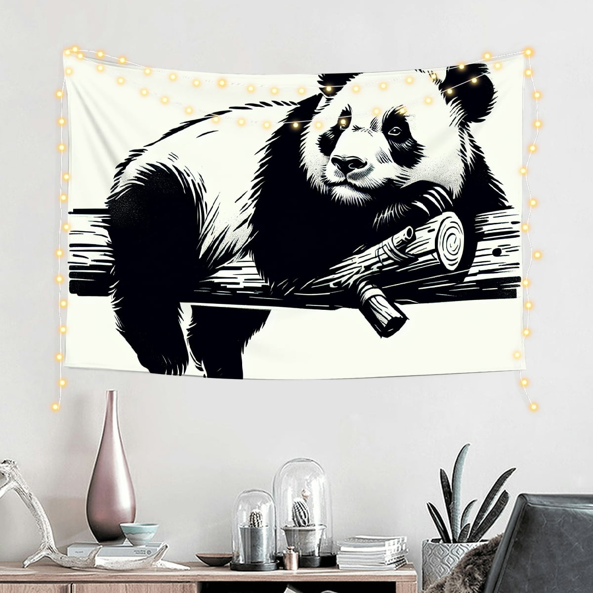 FCXZI Panda Print Tapestry Wall Art Home Decor for Bedroom Living Room ...