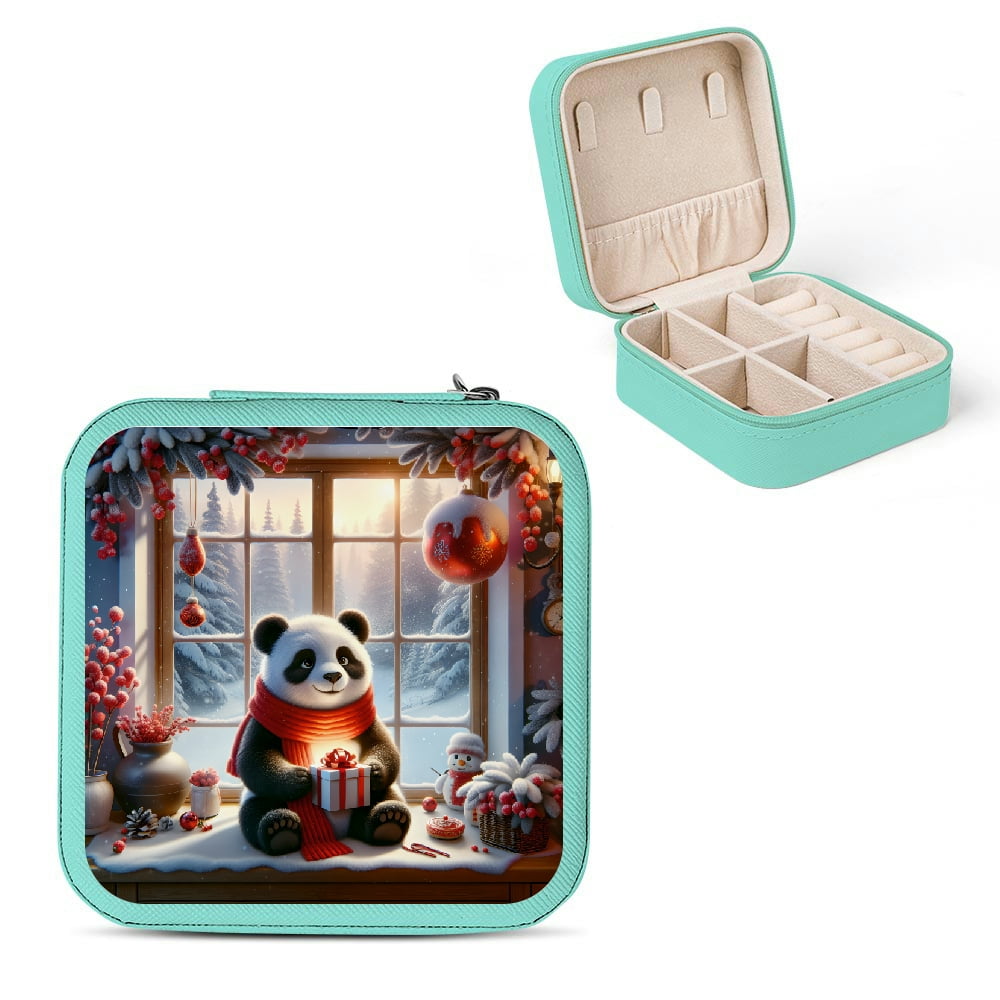 FCXZI Panda Snow Holiday Decorations Jewelry Box for Women, Small ...
