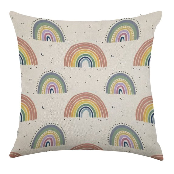 FCXZI Pastel Rainbow Pattern Decorative Pillow, Waterproof Linen ...