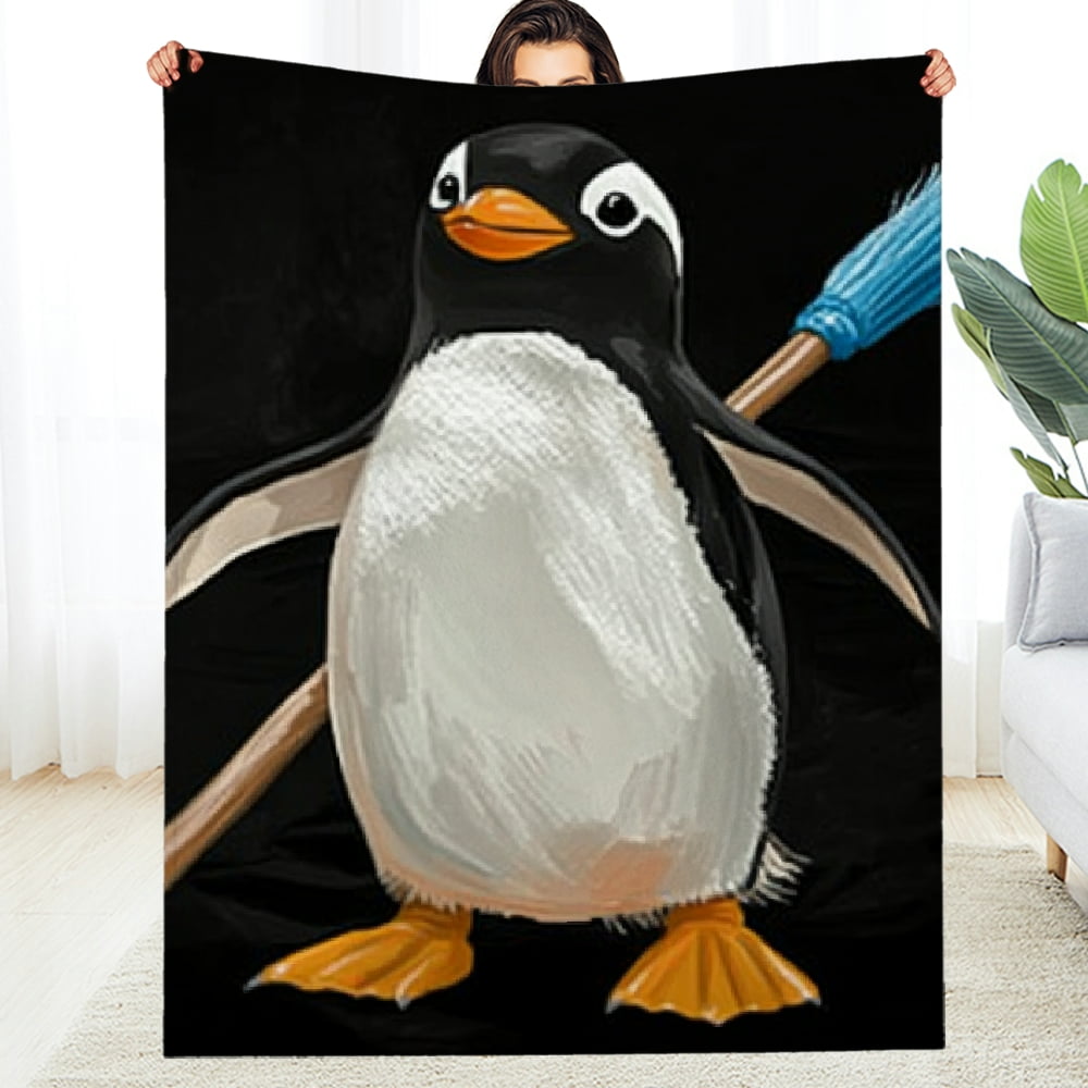 FCXZI Penguin Broom Fuzzy Fluffy Soft Cozy Blanket for All Seasons 60 ...