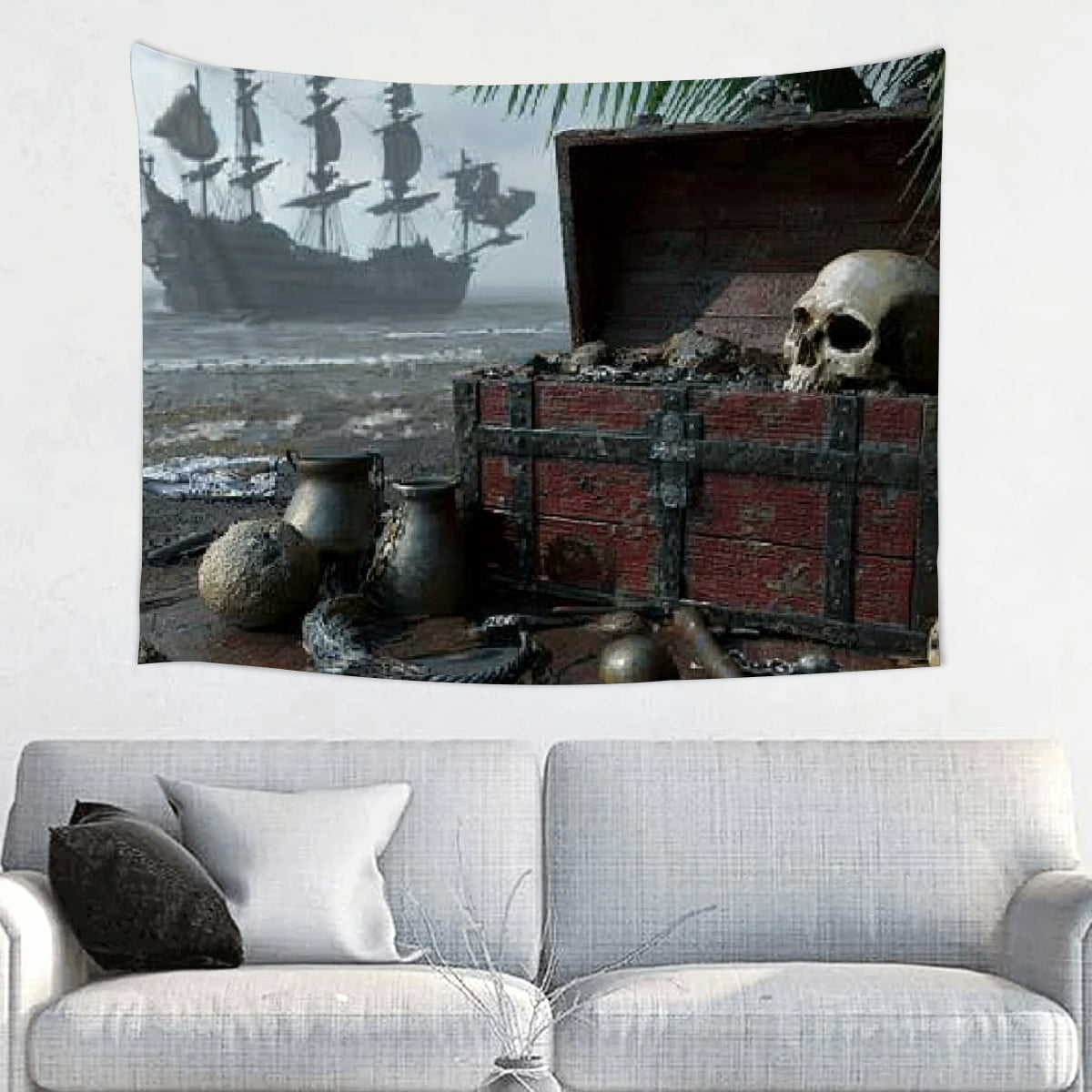 FCXZI Pirate Theme Backdrop Pirate Ship Treasure Chest Map Gun Skull ...