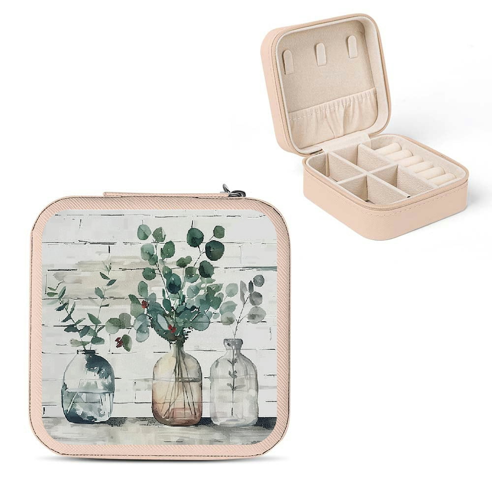 FCXZI Plants Theme Travel Jewelry Case with Necklace, Ring, Earring ...