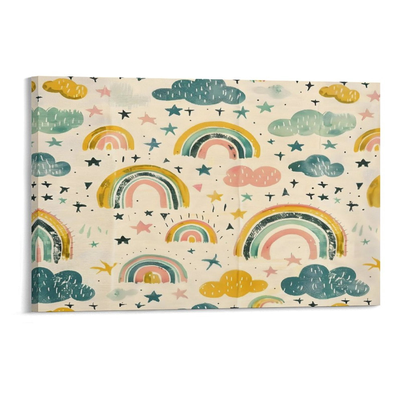 FCXZI Rainbow Clouds Stars Pattern Wall Art, High-definition Printed ...