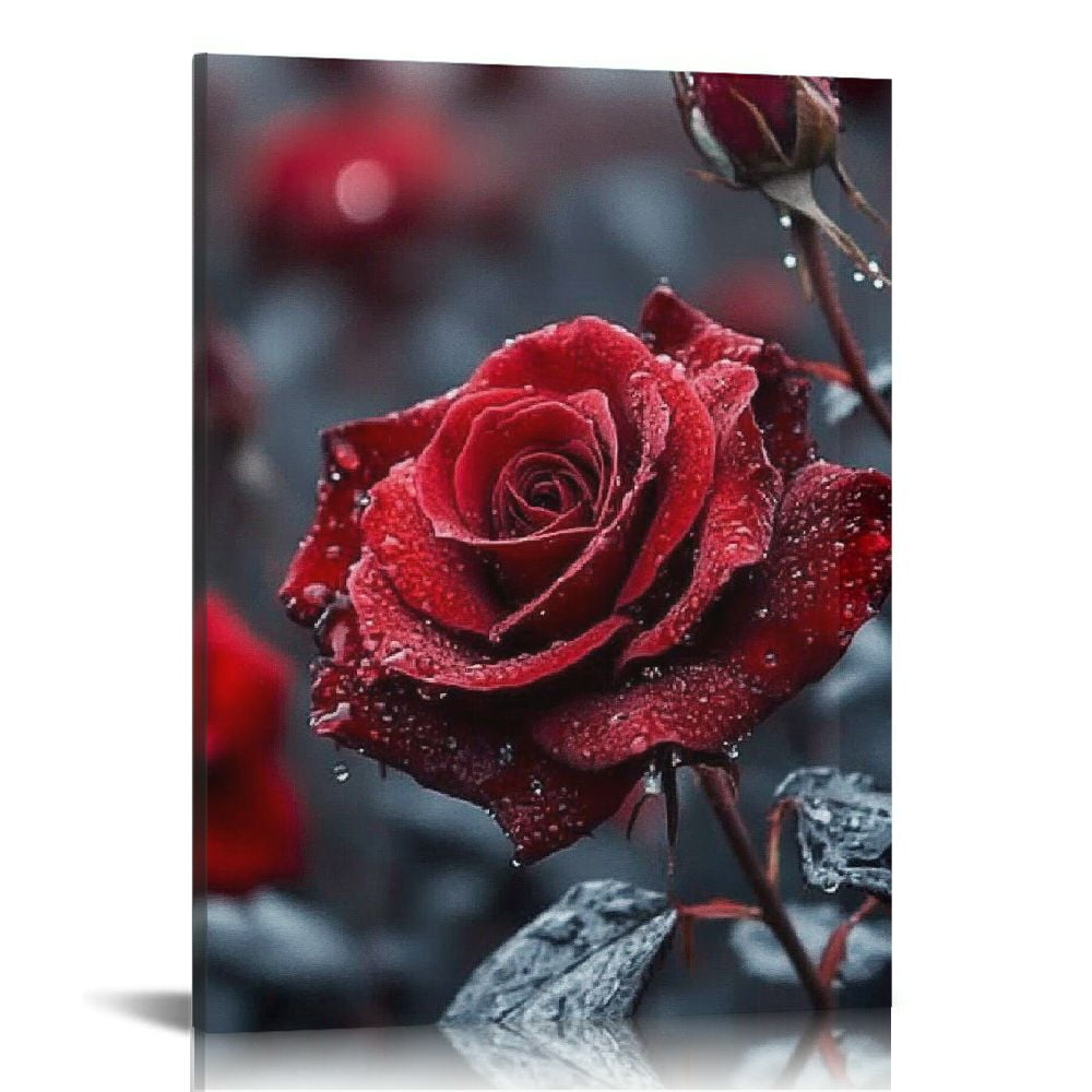 FCXZI Red Rose Wall Decor Black and White Rose Pictures Canvas Wall Art ...