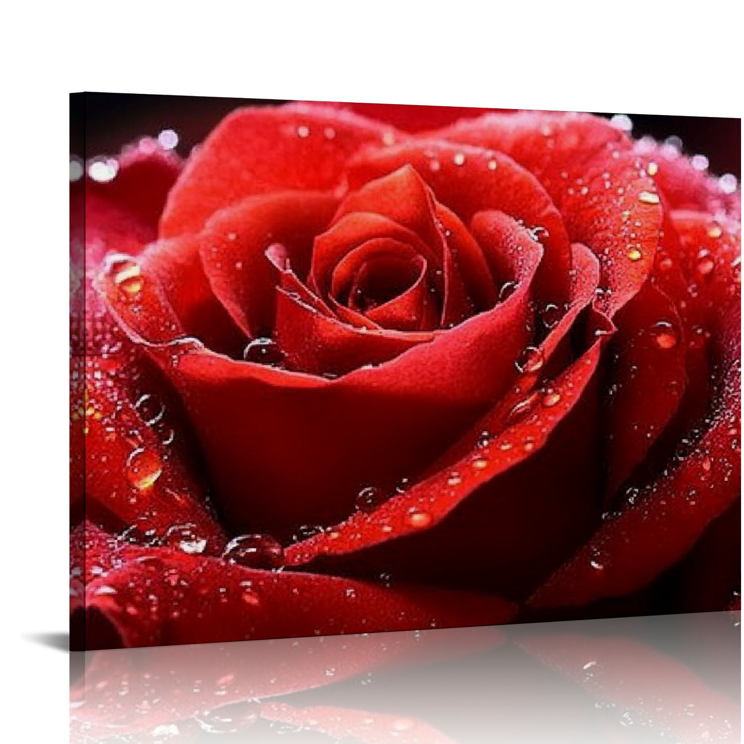 FCXZI Rose Print Canvas Wall Art Modern Rose Wall Decor Red Wall Art ...