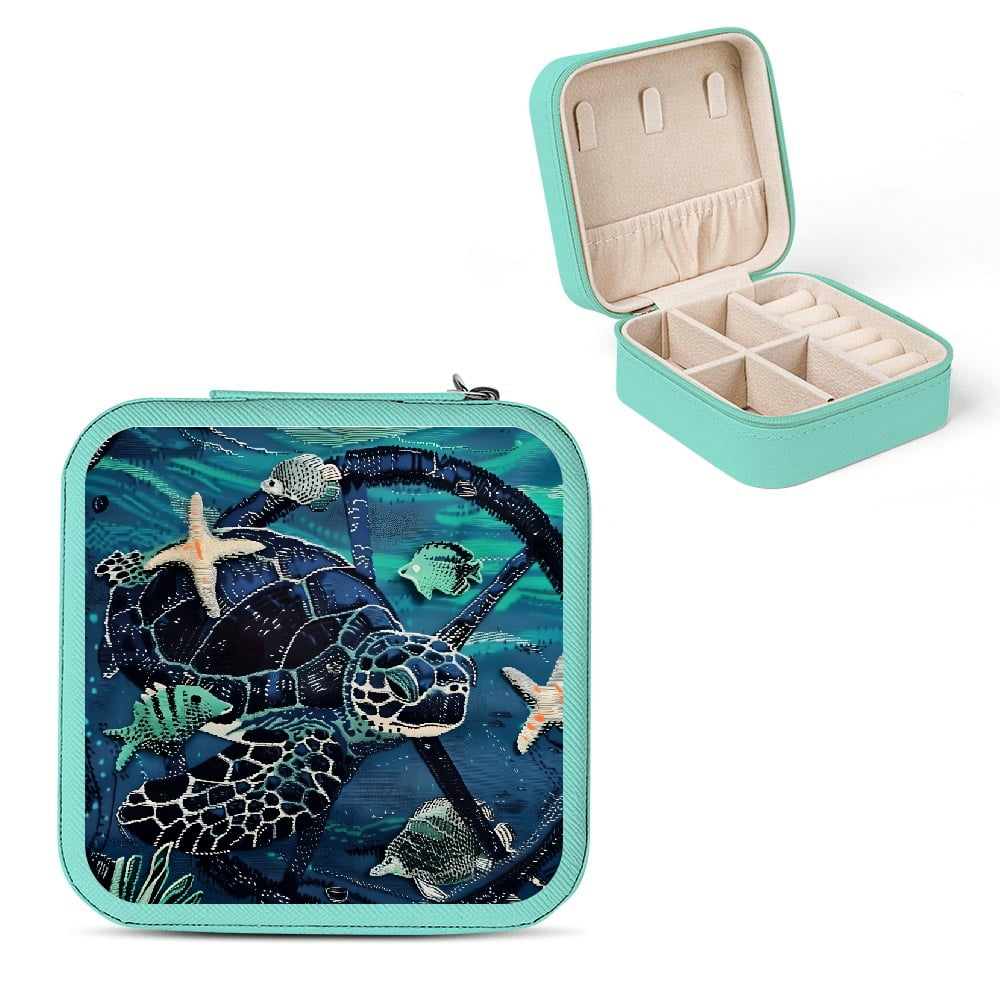 FCXZI Sea Turtle Theme Travel Jewelry Box for Necklace, Ring, Earring ...