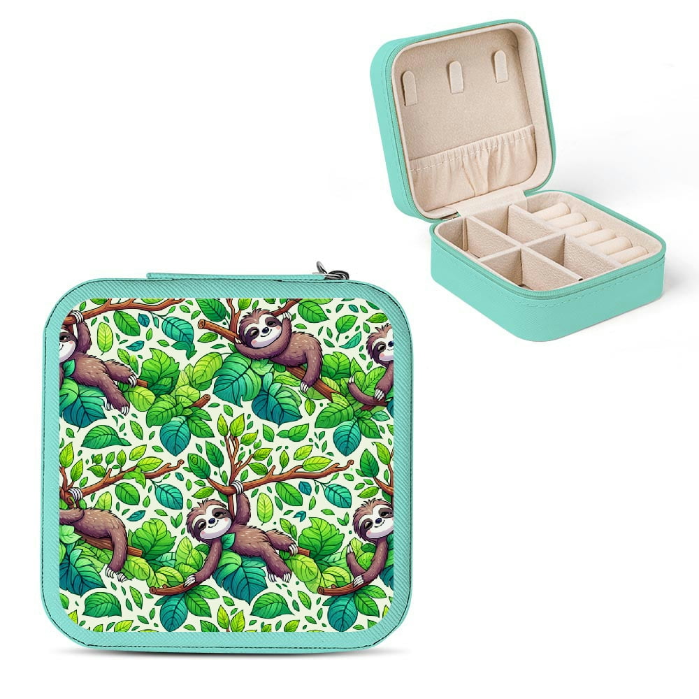 FCXZI Sloths Hanging From Tree Branches Small Jewelry Box Green ...