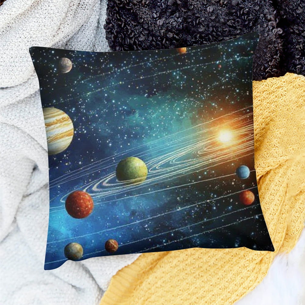 FCXZI Square Cushion Cover Solar System Planets Star Decor 100% Linen ...