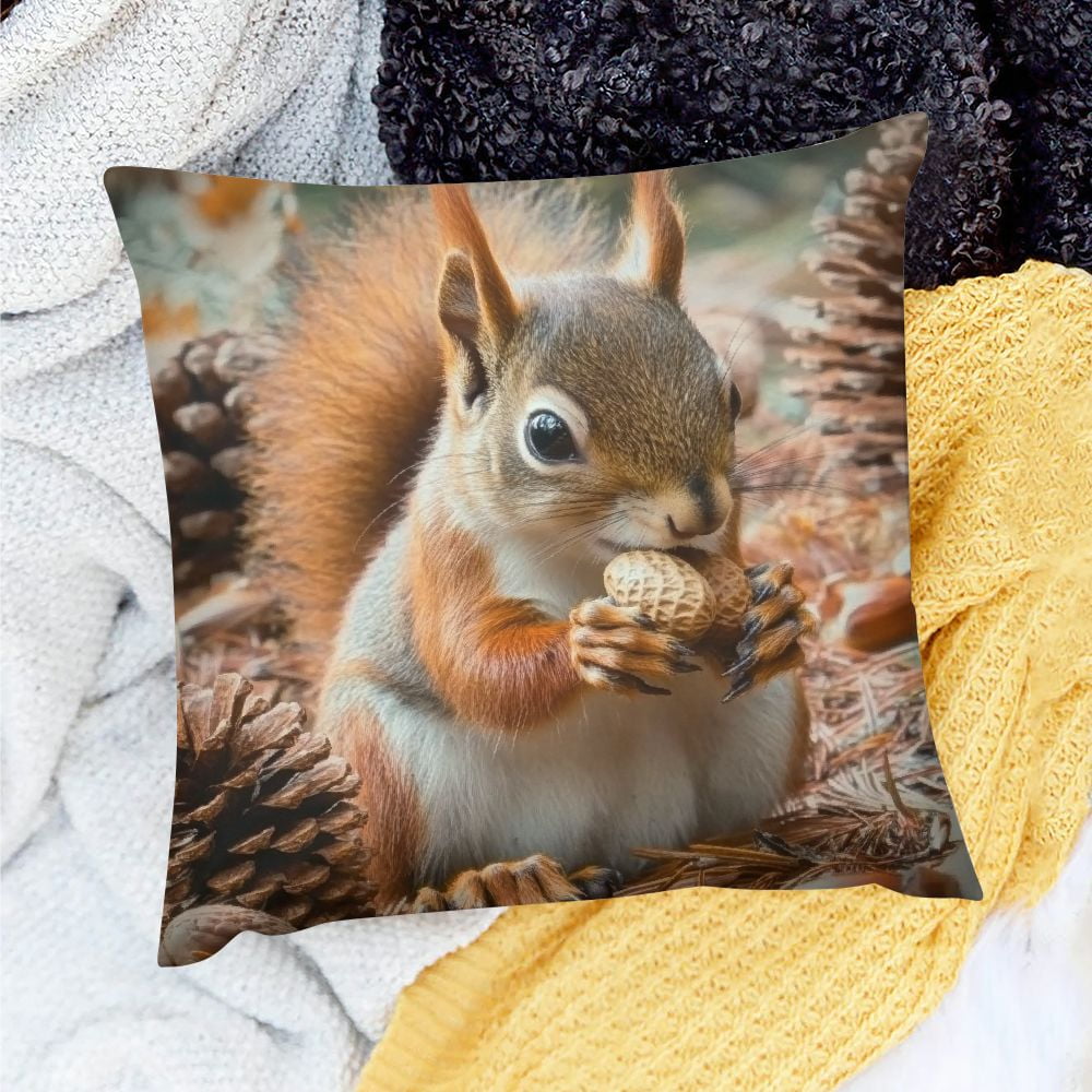 FCXZI Squirrel Double Sides Print Pillow Covers Pack,Kawaii Wild Animal ...