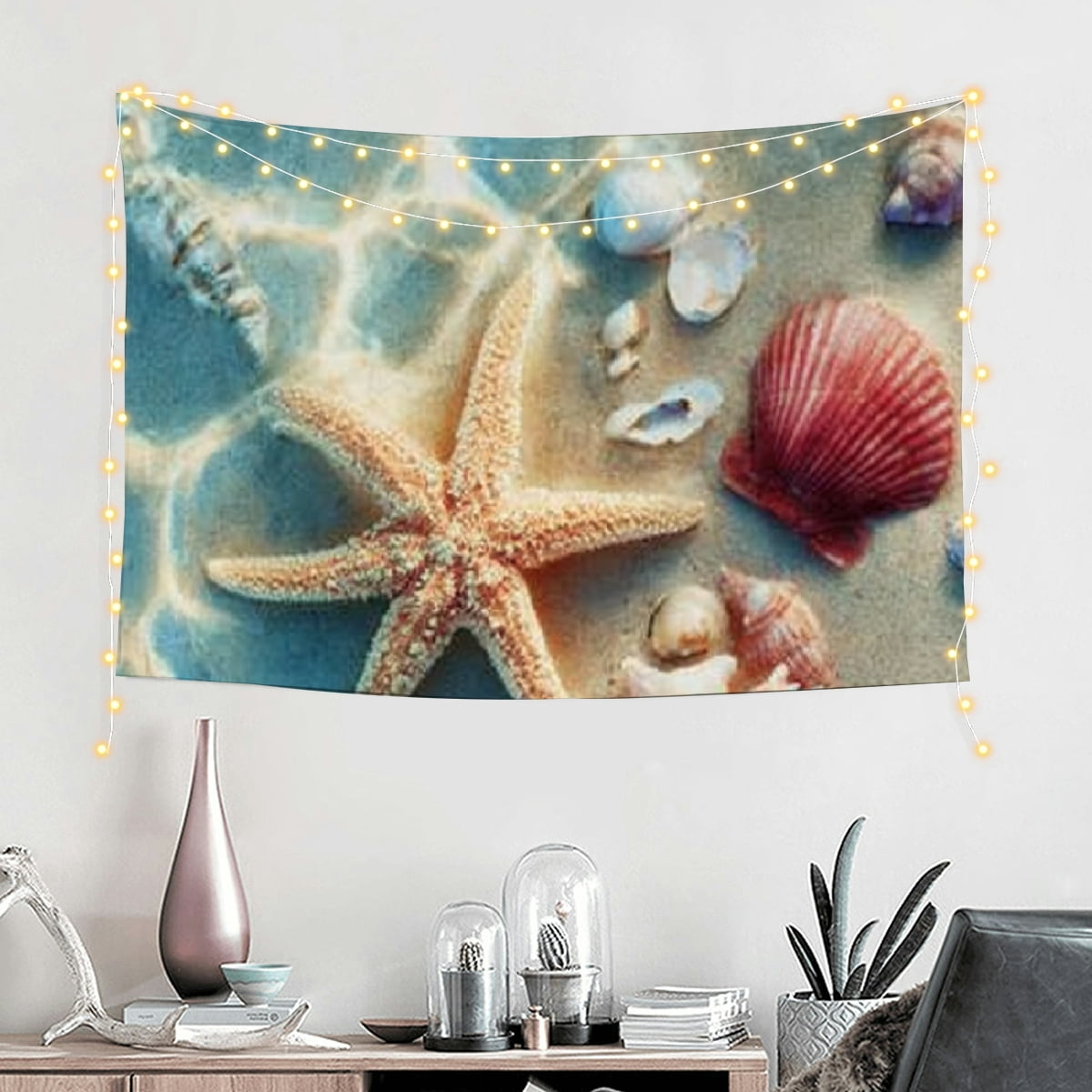 FCXZI Starfish Sea Shells Beach Print Wall Hanging Tapestry 60*40in ...
