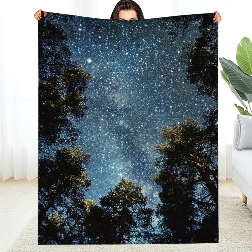 FCXZI Stars Trees Night Sky Cozy Decorative Blanket Multi-Purpose Gift ...