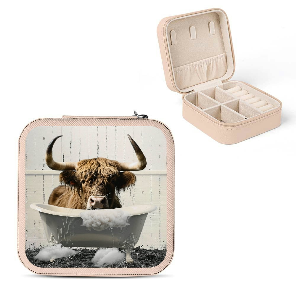 FCXZI Surreal Cow Christmas Gifts Jewelry Box Travel Organizer for ...