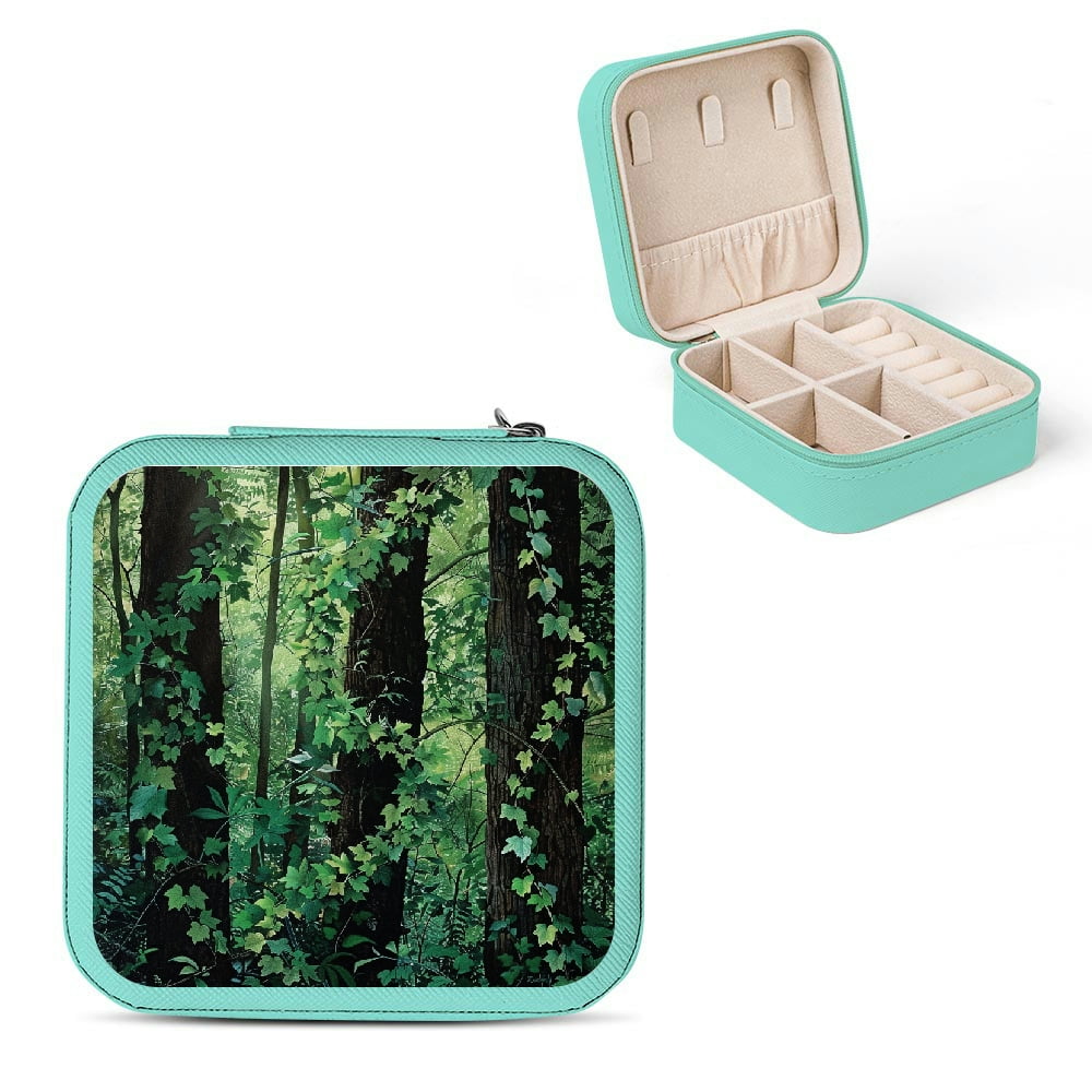 FCXZI Trees Leaves Green Vine Jewelry Box for Women - Compact Travel ...