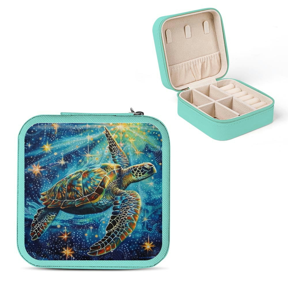 FCXZI Turtle Ocean Star Burst Portable Jewelry Box for Gifts Green ...
