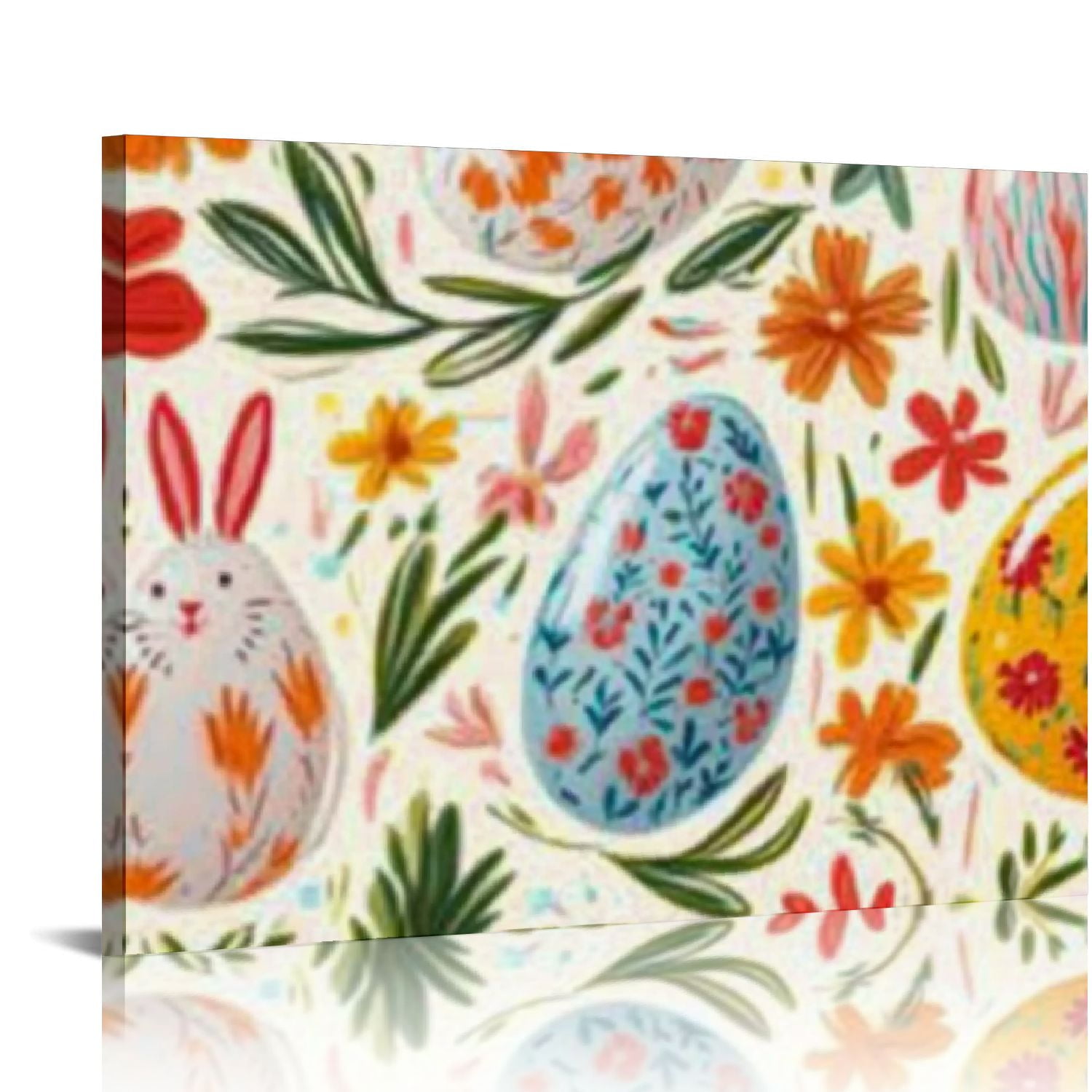 FCXZI Watercolor Bunny Colorful Floral Canvas Artwork Rabbit Easter ...