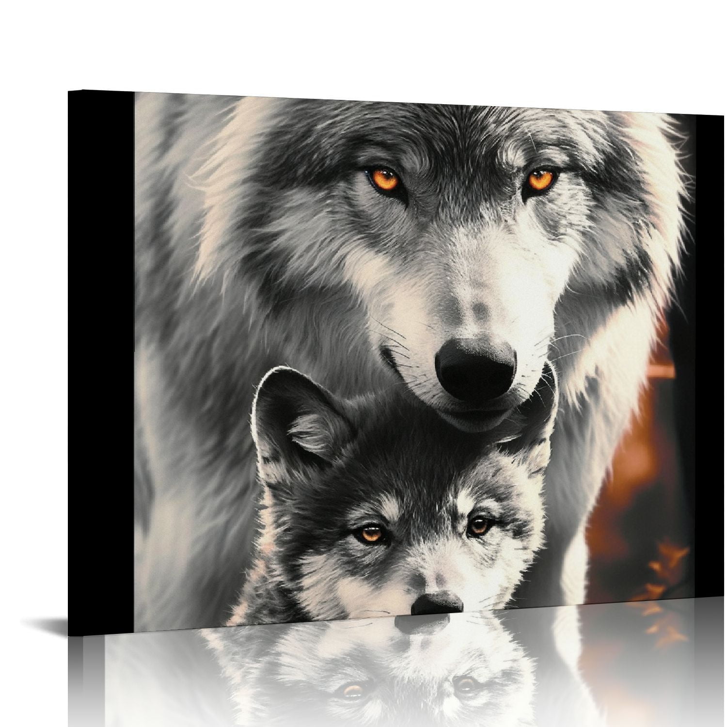 FCXZI Wolf Canvas Wall Art Black And White Picture Wolf Baby with Wolf ...
