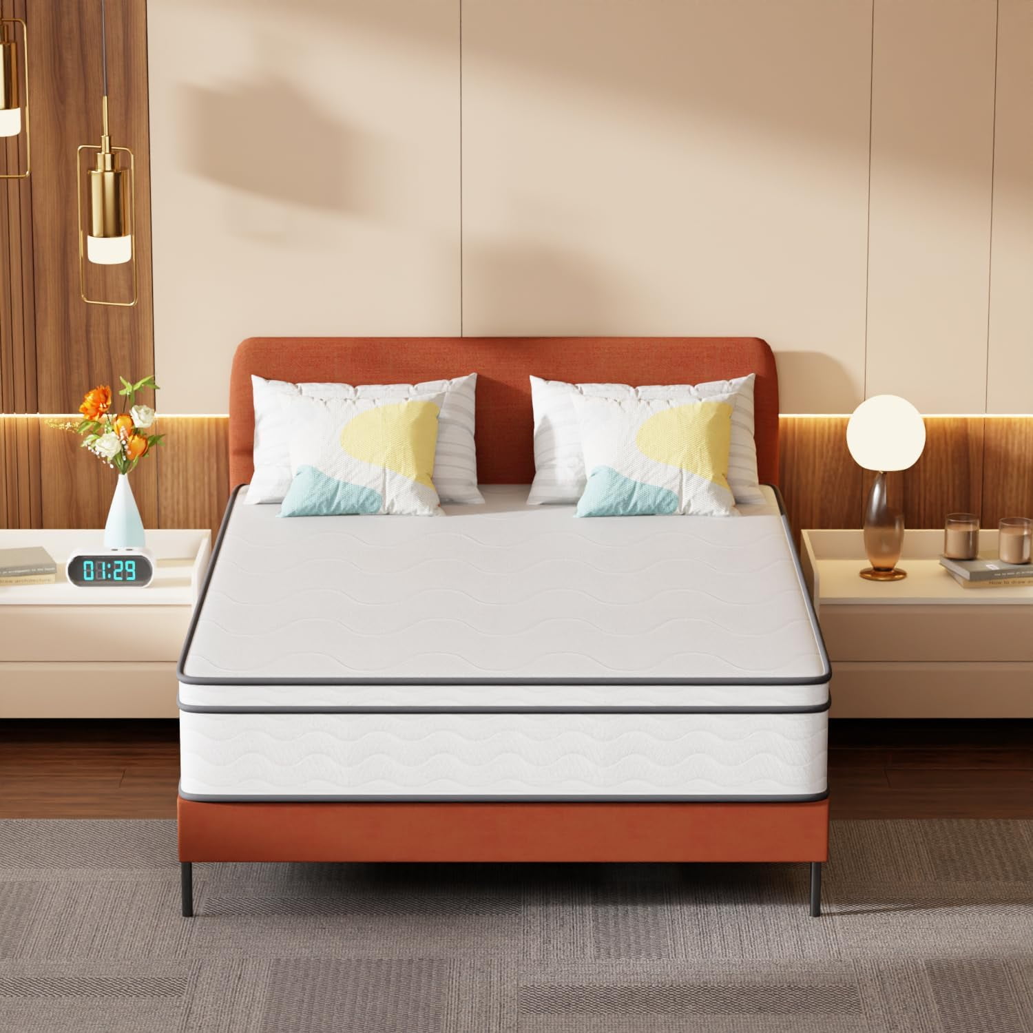 FCYNMF 12 Inch Innerspring Queen Mattress in a Box with Bamboo Charcoal ...