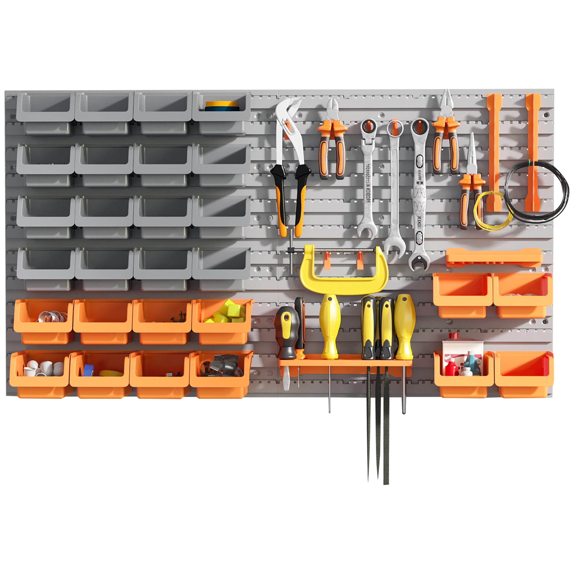 FCYNMF 44-Piece Wall Mounted Pegboard Tool Organizer Rack Kit with ...