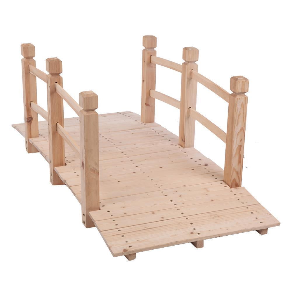 FCYNMF 5 ft Wooden Garden Bridge for Yard Pond, Fir Wood Arch Bridge ...