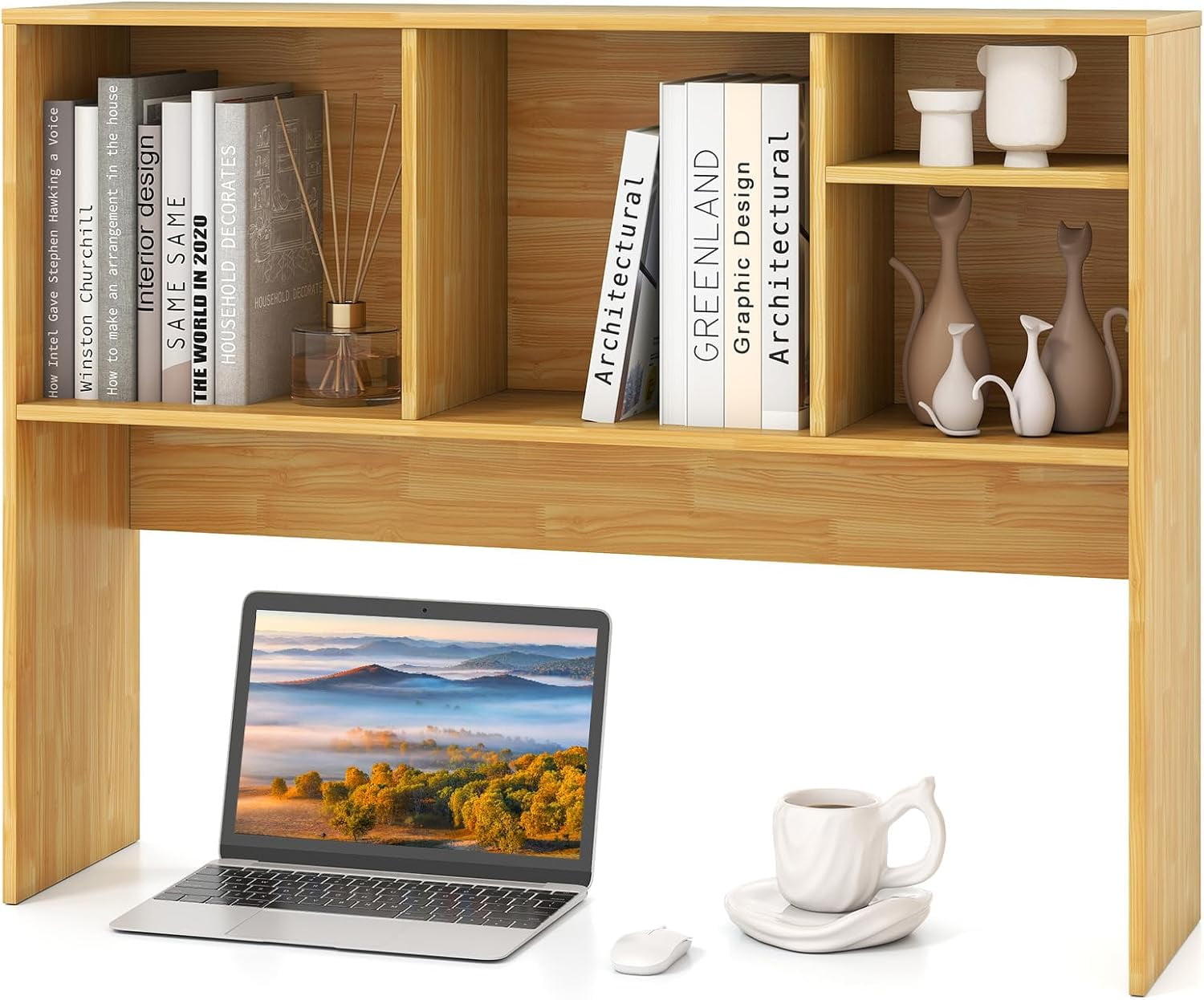 FCYNMF Desktop Bookshelf – 4 Tier Countertop Storage Hutch for Computer ...
